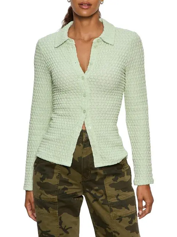 Sanctuary Dreamer Textured Knit Shirt - Detox Green