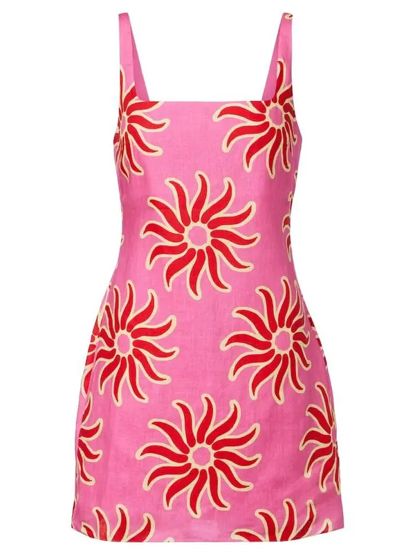 CALA DE LA CRUZ Printed Linen Mini Dress - Multicoloured