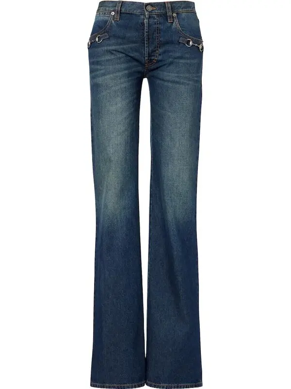 Gucci Horsebit Straight Leg Jeans - Blue