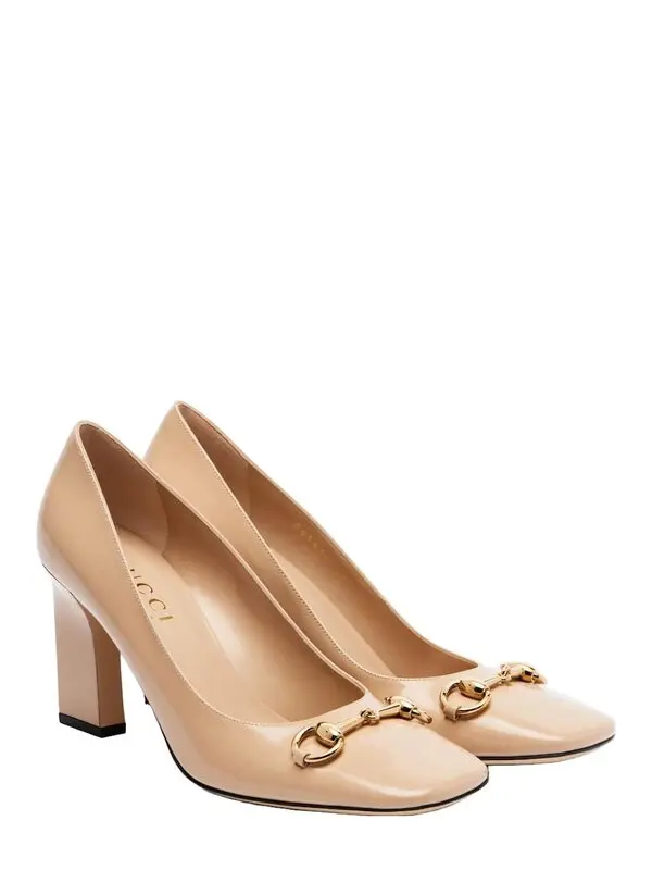 Gucci Signora Horsebit Leather Pumps - Beige