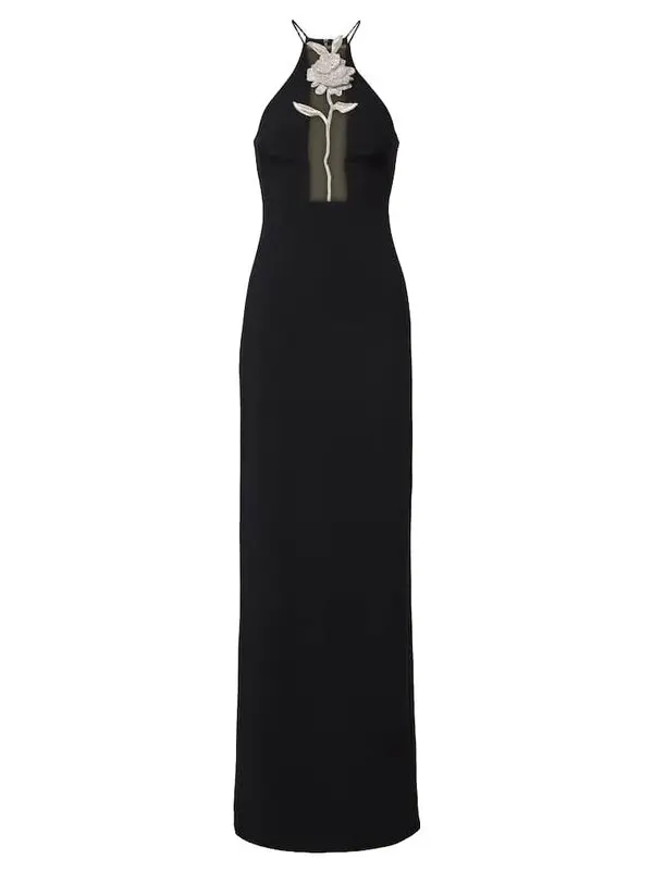 David Koma Embellished Halterneck Gown - Black