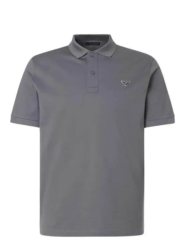 Prada Cotton Piqué Polo Shirt - Grey