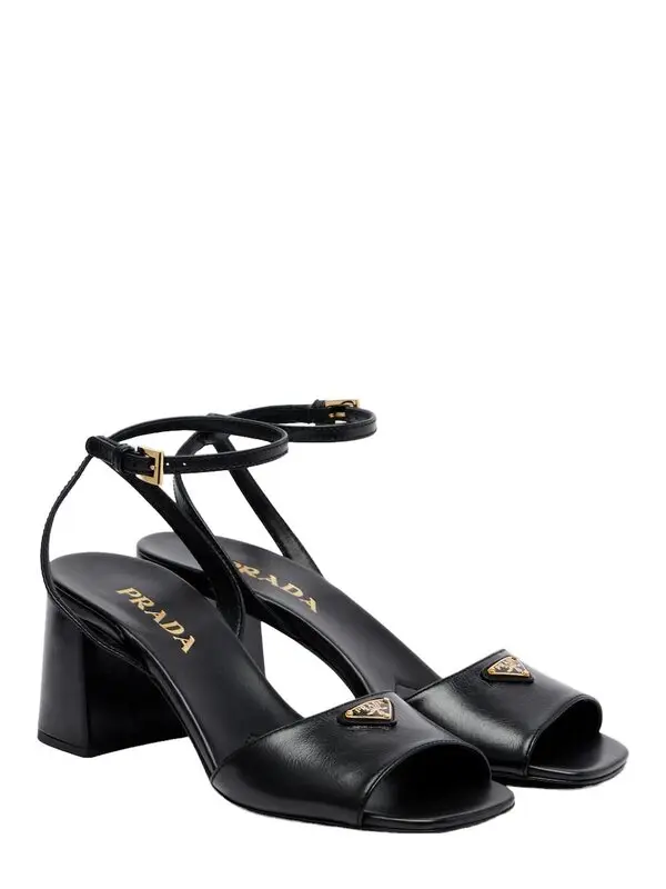 Prada Leather Slingback Sandals - Black