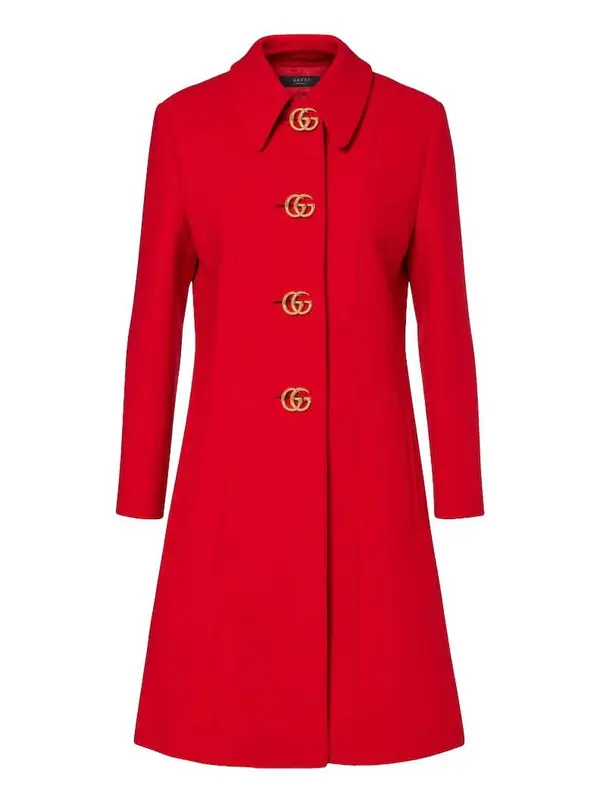 Gucci Double G Wool Coat - Red