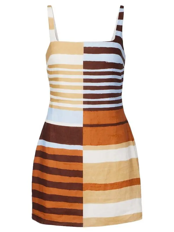 CALA DE LA CRUZ Siela Striped Linen Mini Dress - Multicoloured