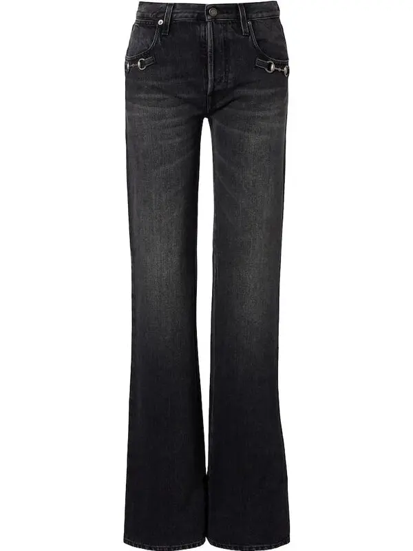 Gucci Horsebit Wide-leg Jeans - Black