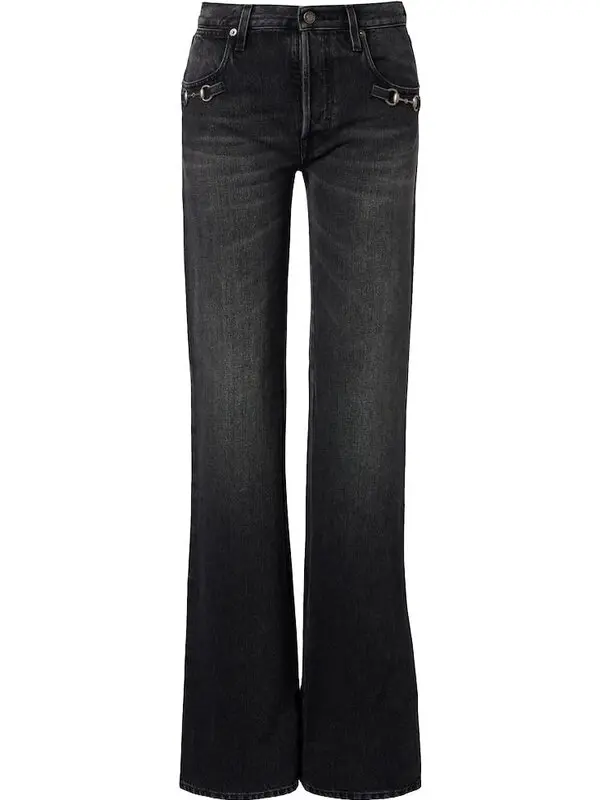 Gucci Horsebit Wide-leg Jeans - Black
