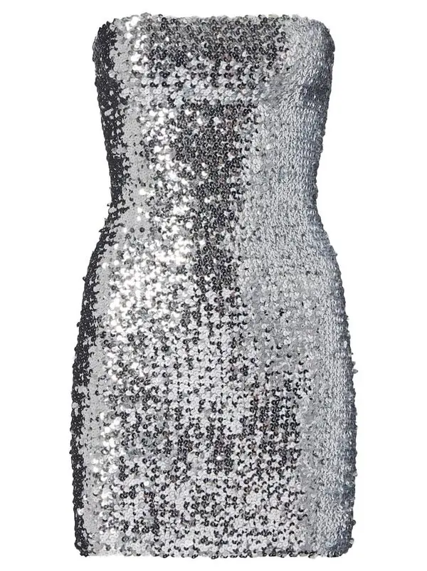 Gucci Sequined Strapless Minidress - Silver