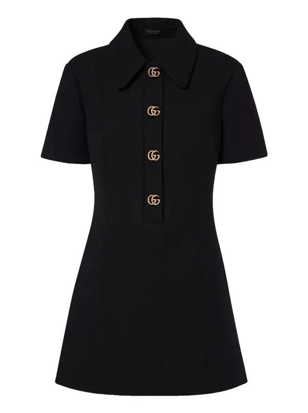 Gucci Double G Wool Crêpe Minidress - Black