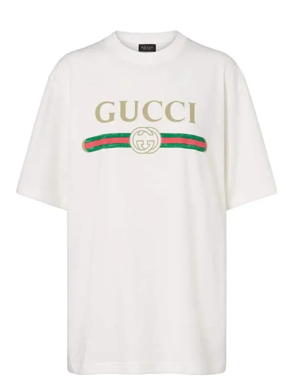 Gucci Logo Cotton Jersey And Silk T-shirt - White