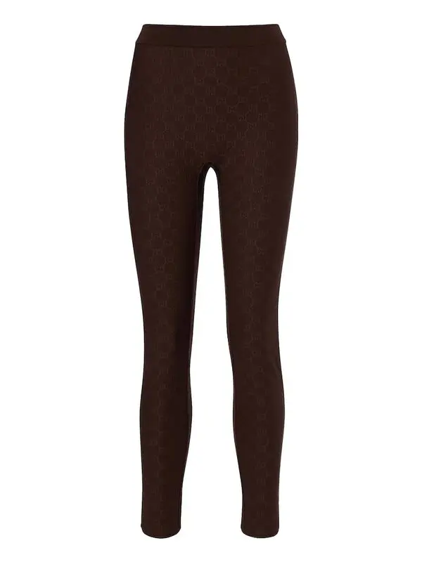 Gucci Gg Jersey Jacquard Leggings - Brown
