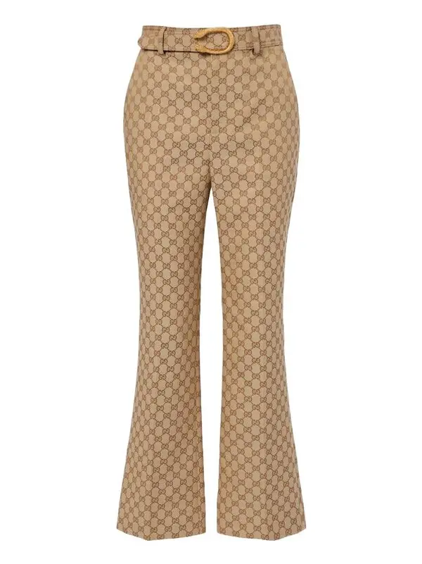 Gucci Gg Canvas Flared Trousers - Beige