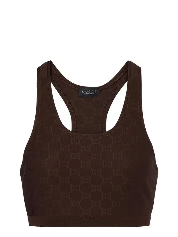 Gucci Gg Jersey Jacquard Sports Bra - Brown