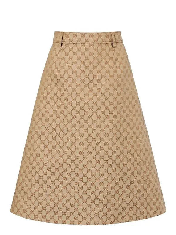 Gucci Gg Canvas Midi Skirt - Beige