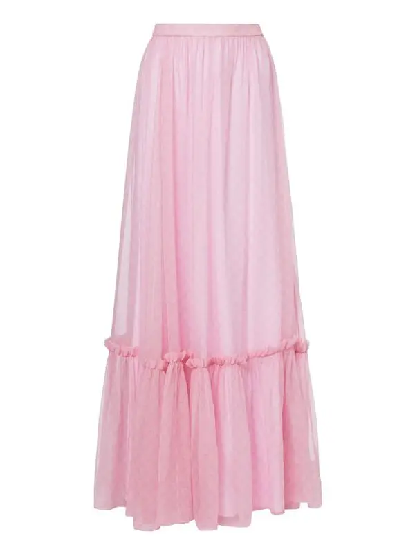 Gucci Gg Printed Silk Chiffon Maxi Skirt - Pink