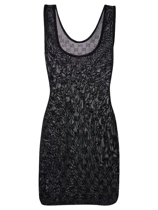 Gucci Gg Embellished Mini Dress - Black