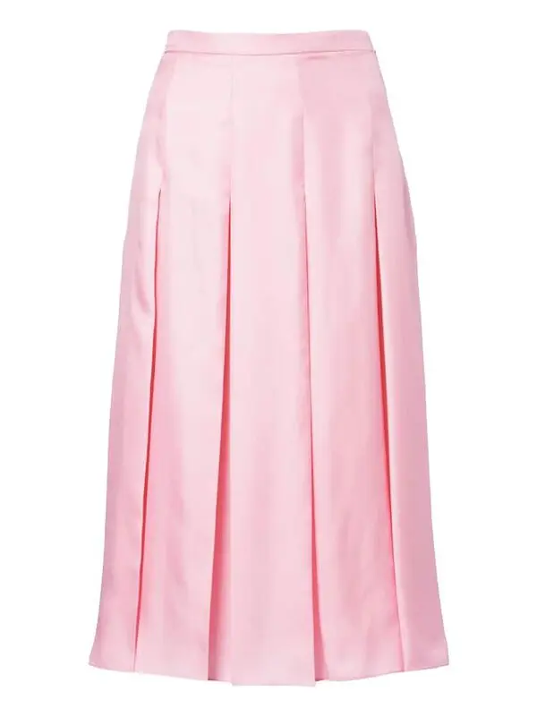 Gucci Pleated Silk Twill Midi Skirt - Pink