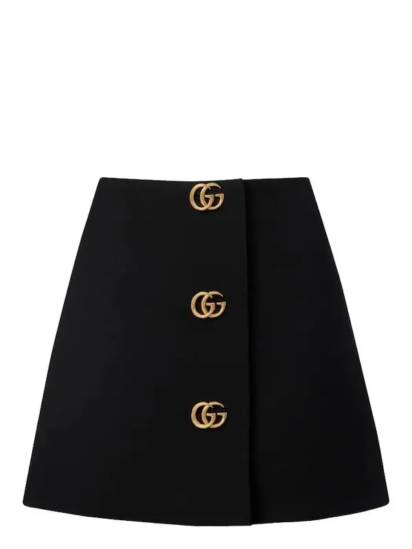 Gucci Double G Wool Crêpe Miniskirt - Black