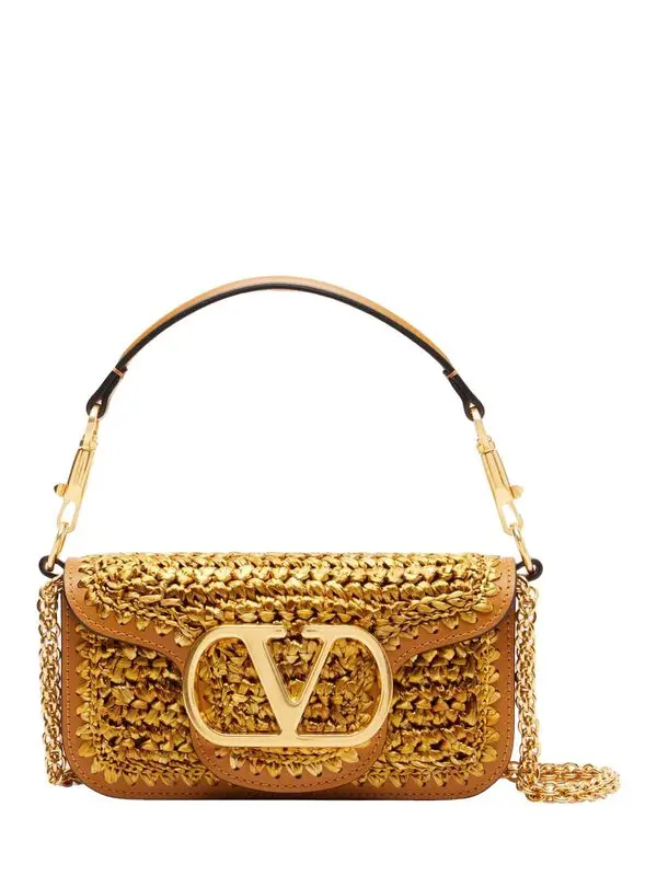 Valentino Garavani Locò Small Crochet Shoulder Bag - Gold