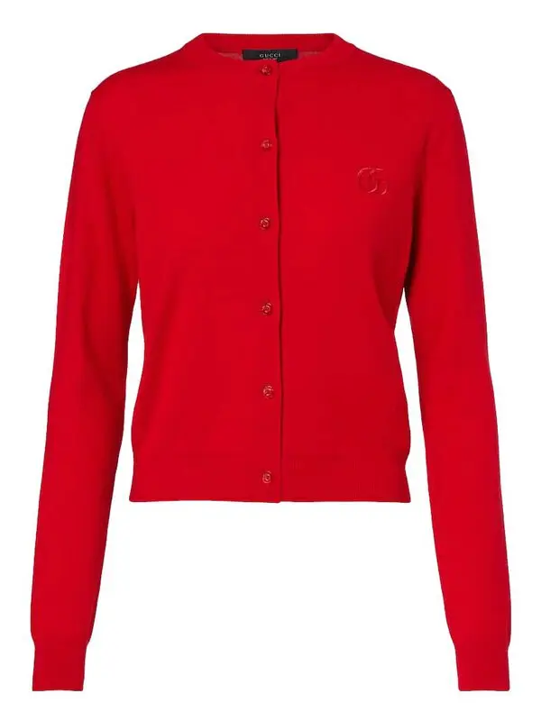 Gucci Double G Wool Cardigan - Red