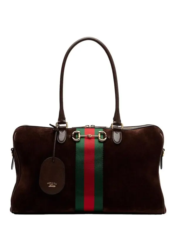 Gucci Large Suede Duffle Bag - Brown