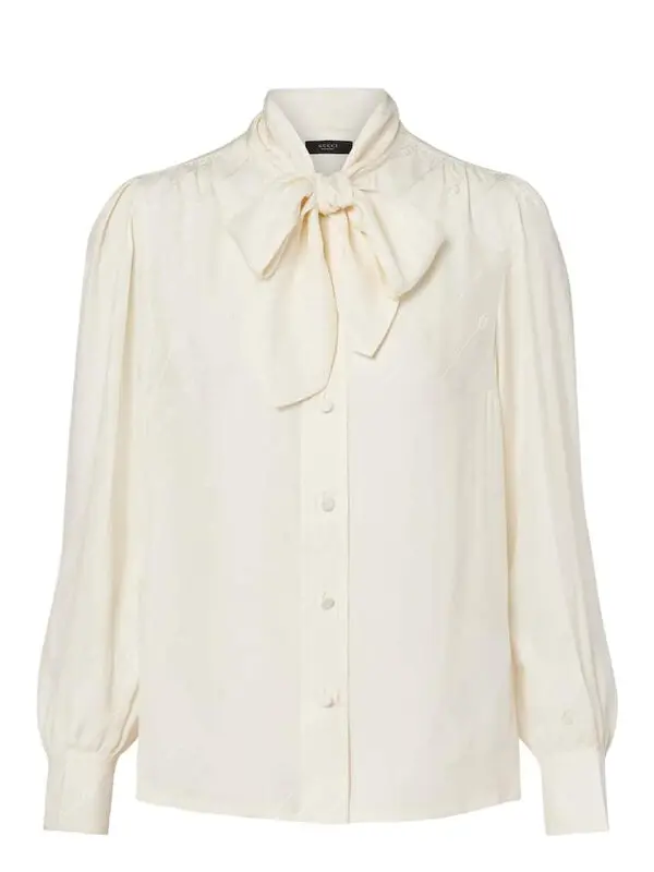 Gucci Interlocking G Silk Crêpe Satin Blouse - White