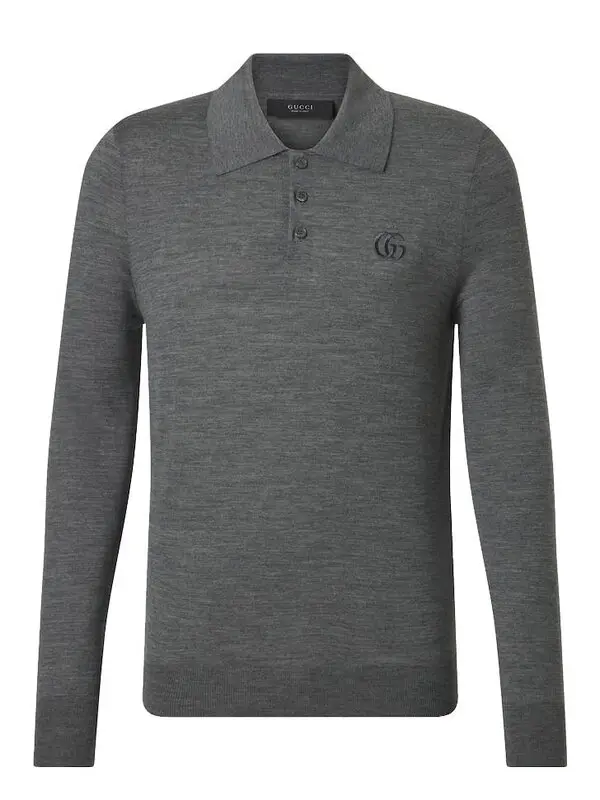 Gucci Double G Wool Polo Sweater - Grey