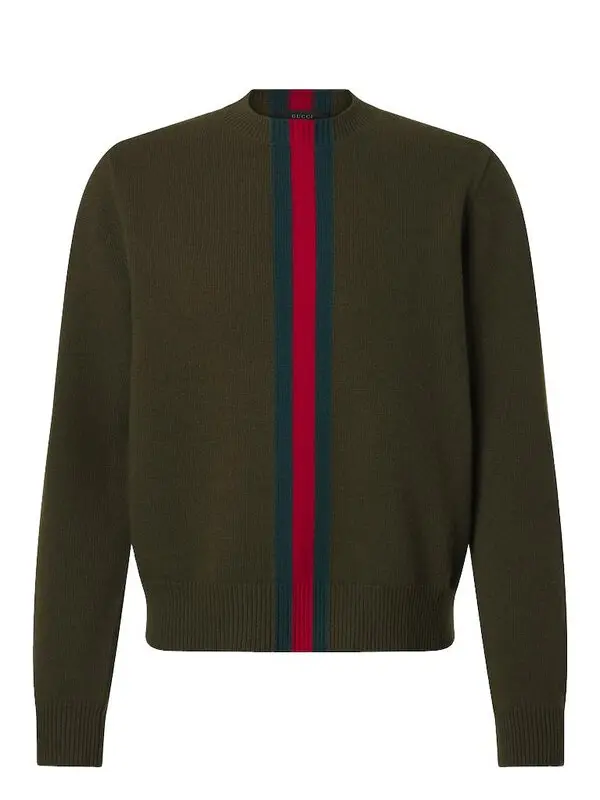 Gucci Web Stripe Wool Sweater - Green