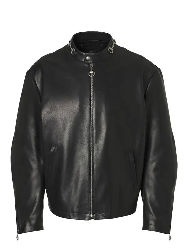 Gucci Horsebit Leather Jacket - Black