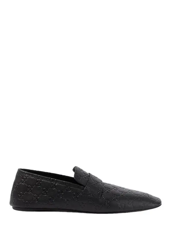 Gucci Gg Embossed Leather Loafers - Black