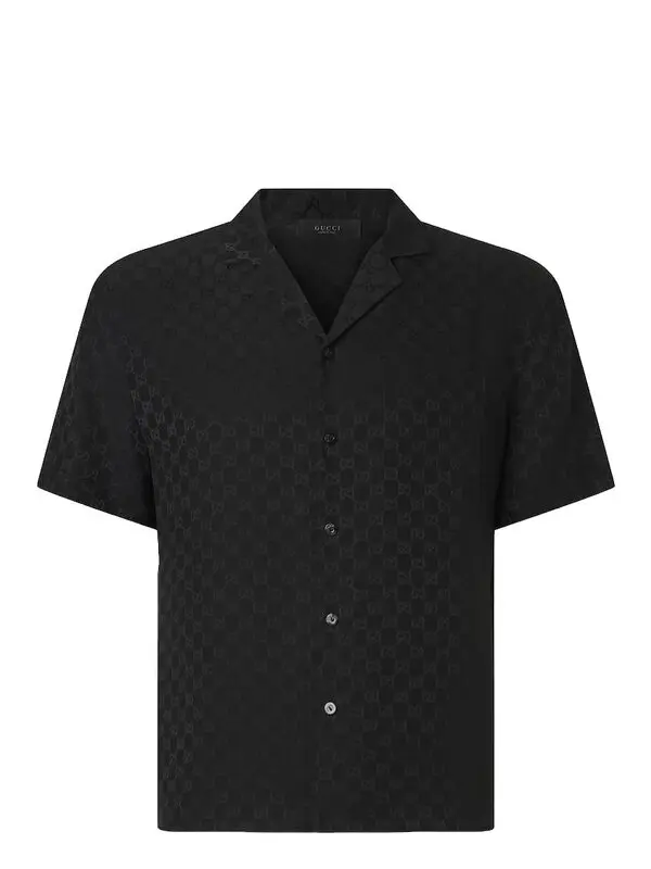 Gucci Gg Silk Jacquard Bowling Shirt - Black