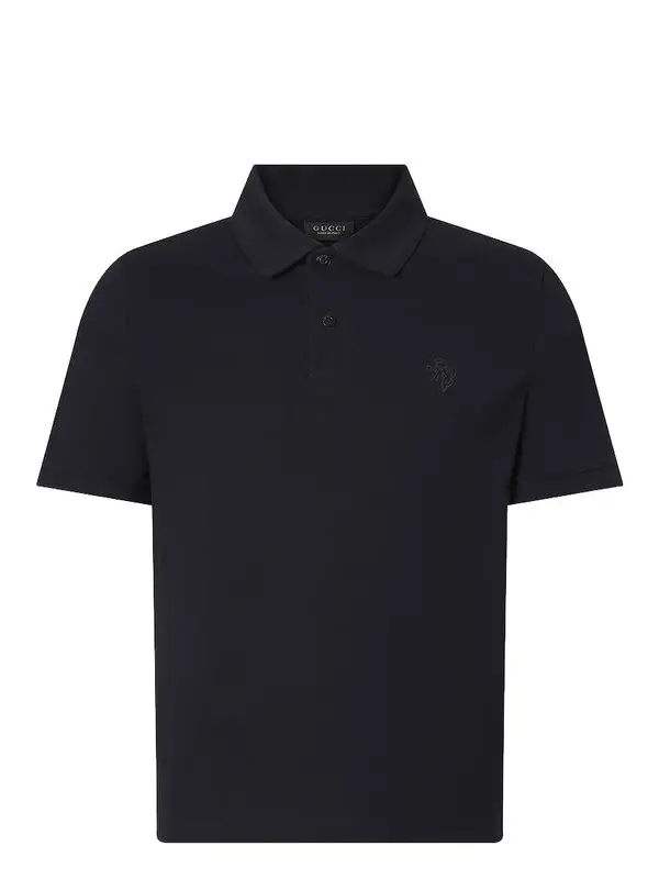 Gucci Logo Cotton Piqué Polo Shirt - Blue