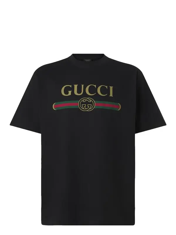 Gucci Logo Cotton And Silk Jersey T-shirt - Black