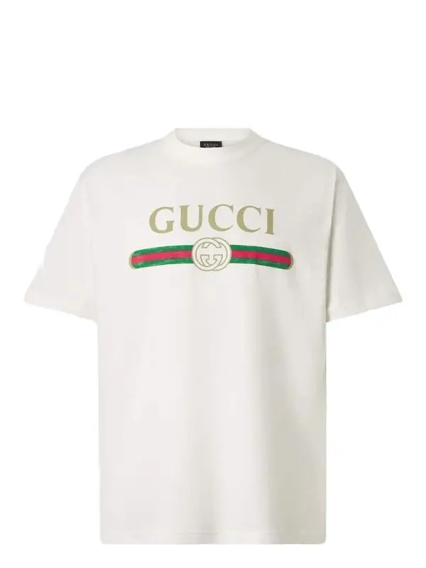 Gucci Logo Cotton And Silk Jersey T-shirt - White
