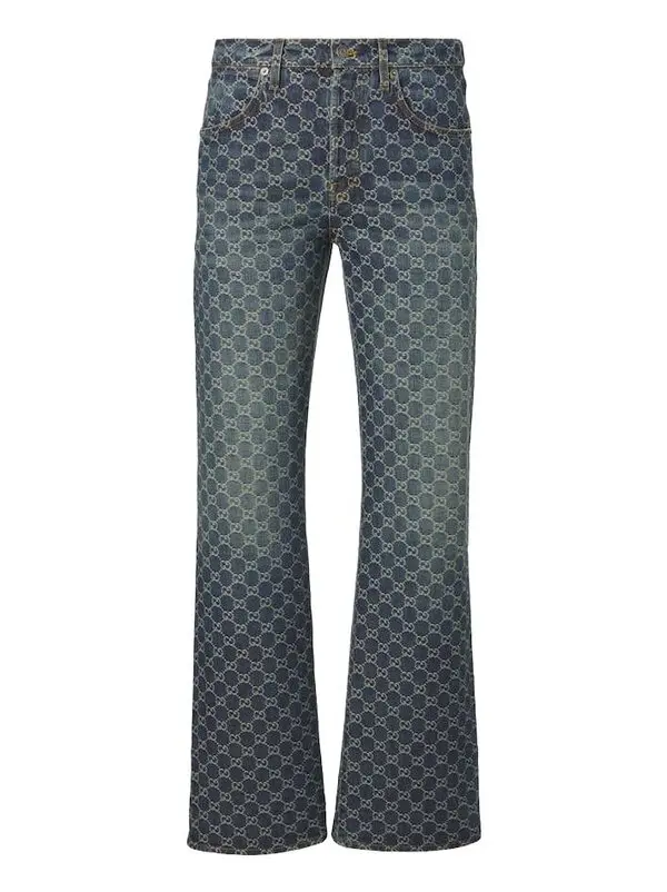 Gucci Gg Jacquard Flared Jeans - Blue