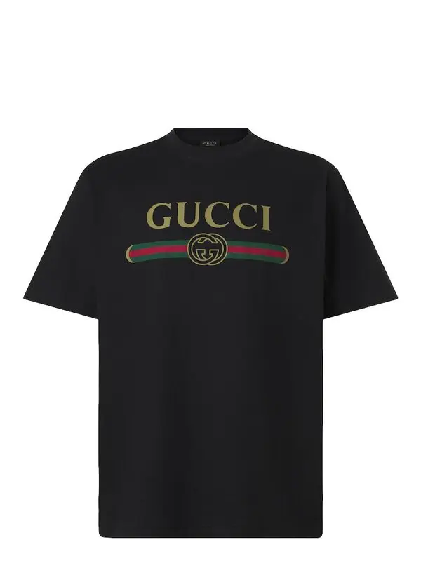Gucci Logo Cotton And Silk Jersey T-shirt - Black