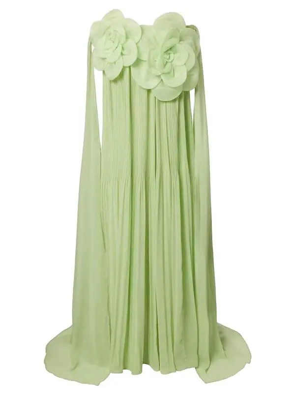 LEO LIN Jaclyn Floral-appliqué Bustier Gown - Green
