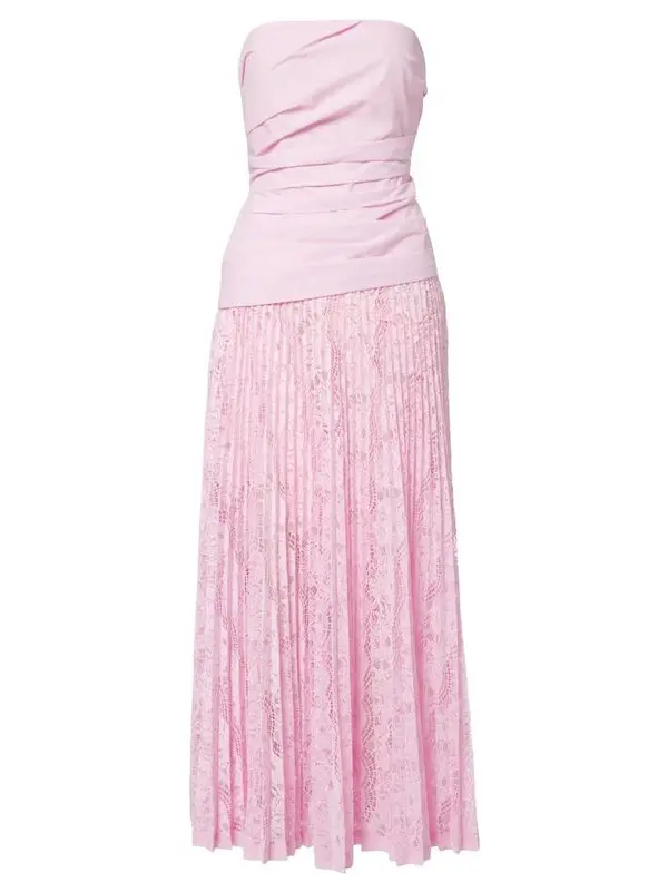 Simkhai Annalise Plissé Lace Maxi Dress - Pink