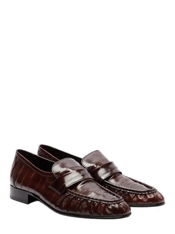 THE ROW Soft Leather Loafers - Brown