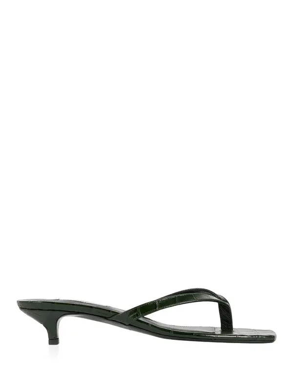 TOTEME Croc-embossed Leather Flip-flop Sandals - Brown