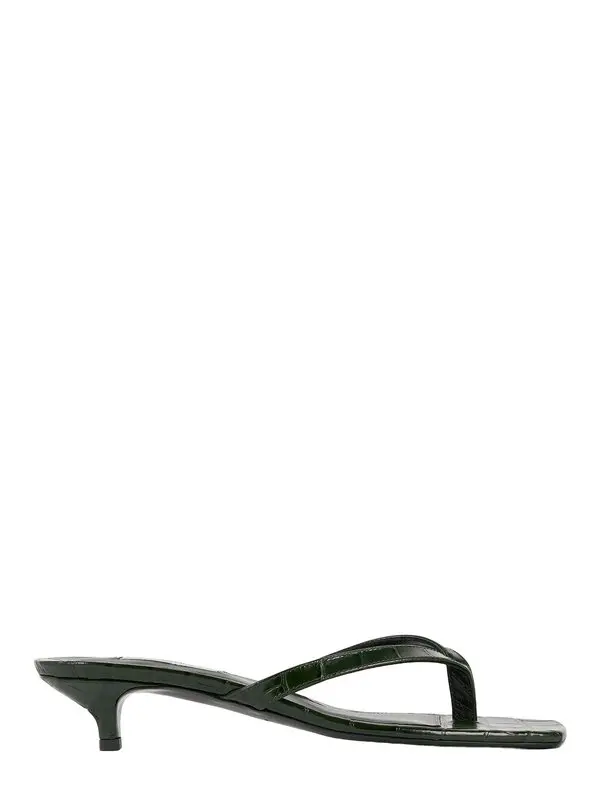 TOTEME Croc-embossed Leather Flip-flop Sandals - Green