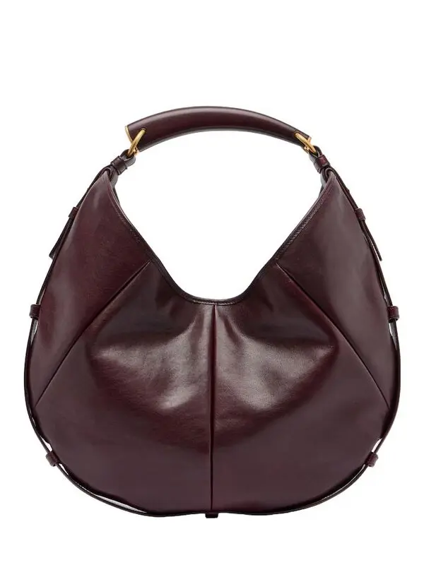 Saint Laurent Mombasa Medium Leather Shoulder Bag - Burgundy