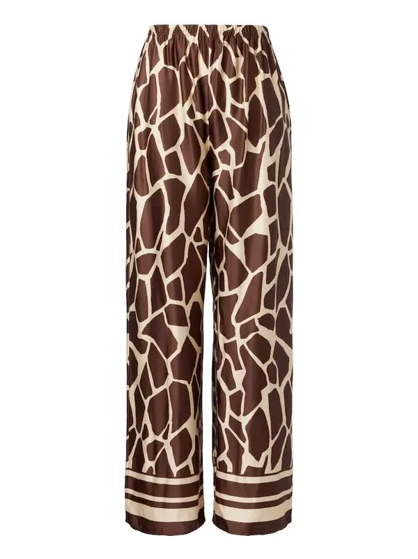 Faithfull The Brand Jensen Animal-print Satin Wide-leg Pants - Brown