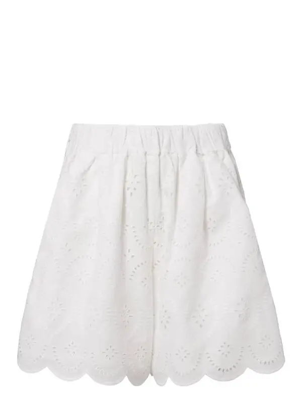 Faithfull The Brand Fondaco Broderie Anglaise Scalloped Shorts - White