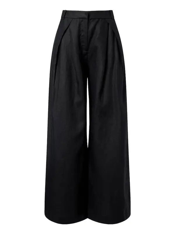 Faithfull The Brand Sofia Pleated Wide-leg Linen Pants - Black