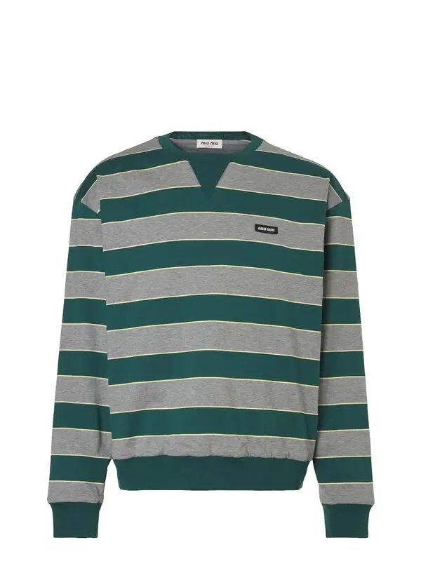 Miu Miu Striped Cotton Jersey Sweatshirt - Green