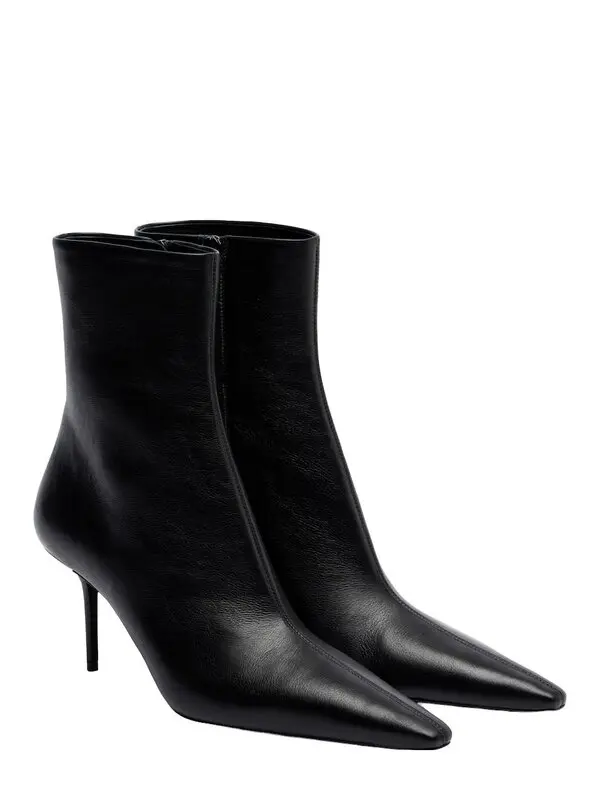 Saint Laurent Ashley Leather Ankle Boots - Black