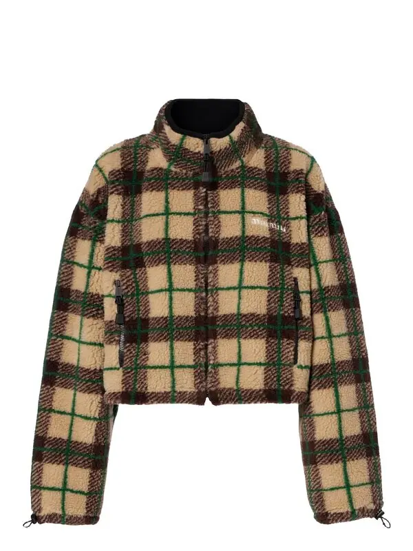 Miu Miu Plaid Cropped Fleece Jacket - Multicoloured
