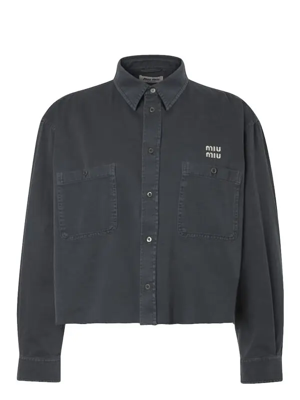 Miu Miu Logo Denim Shirt - Blue
