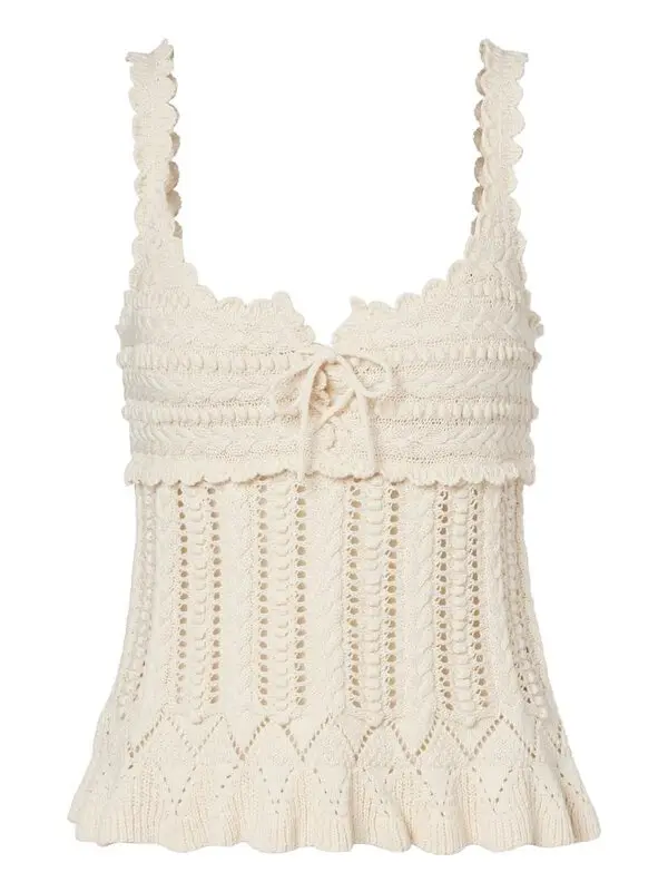 MARANT ETOILE Crochet Cotton Top - Beige